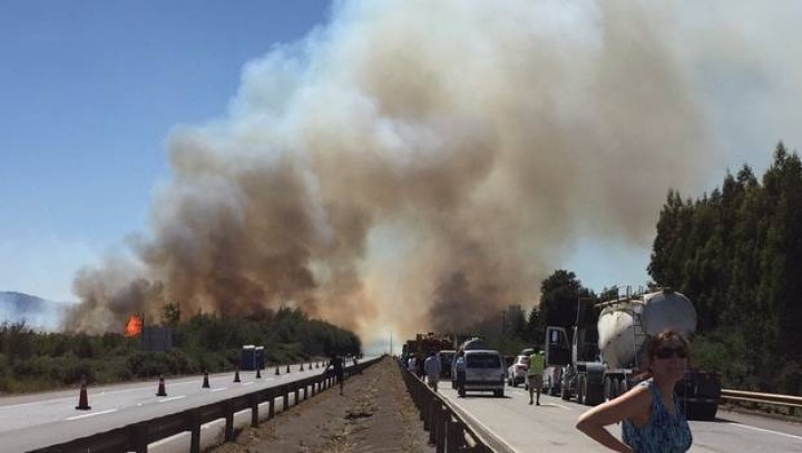 Incendio forestal provoca cortes en la Ruta 5 Sur a la altura de ...